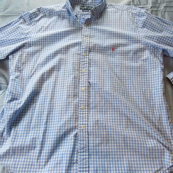 Ralph Lauren | Shirts | Mens Polo Ralph Lauren Blue And White Check Button Down Shirt Sz 3xlt ...
